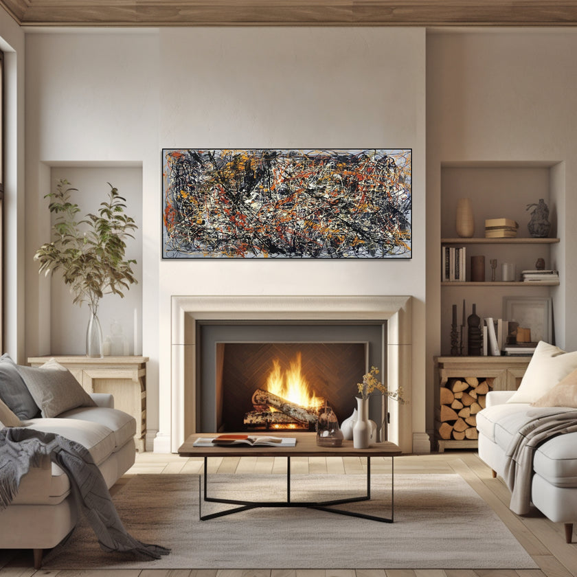Jackson Pollock Style Paintings On Canvas In Grey and Brown Colors ...