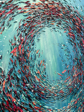 Abstract Fish Flock Paintings On Canvas Colorful Water Animals Wall Art ...