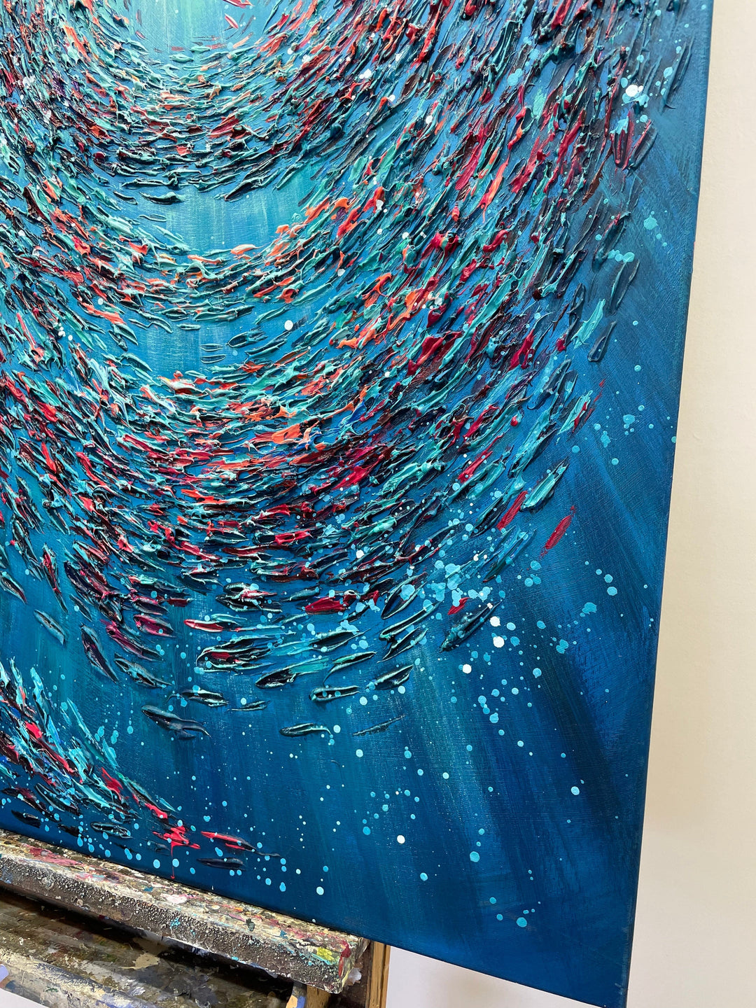 Abstract Fish Flock Paintings On Canvas Colorful Water Animals Wall Art ...