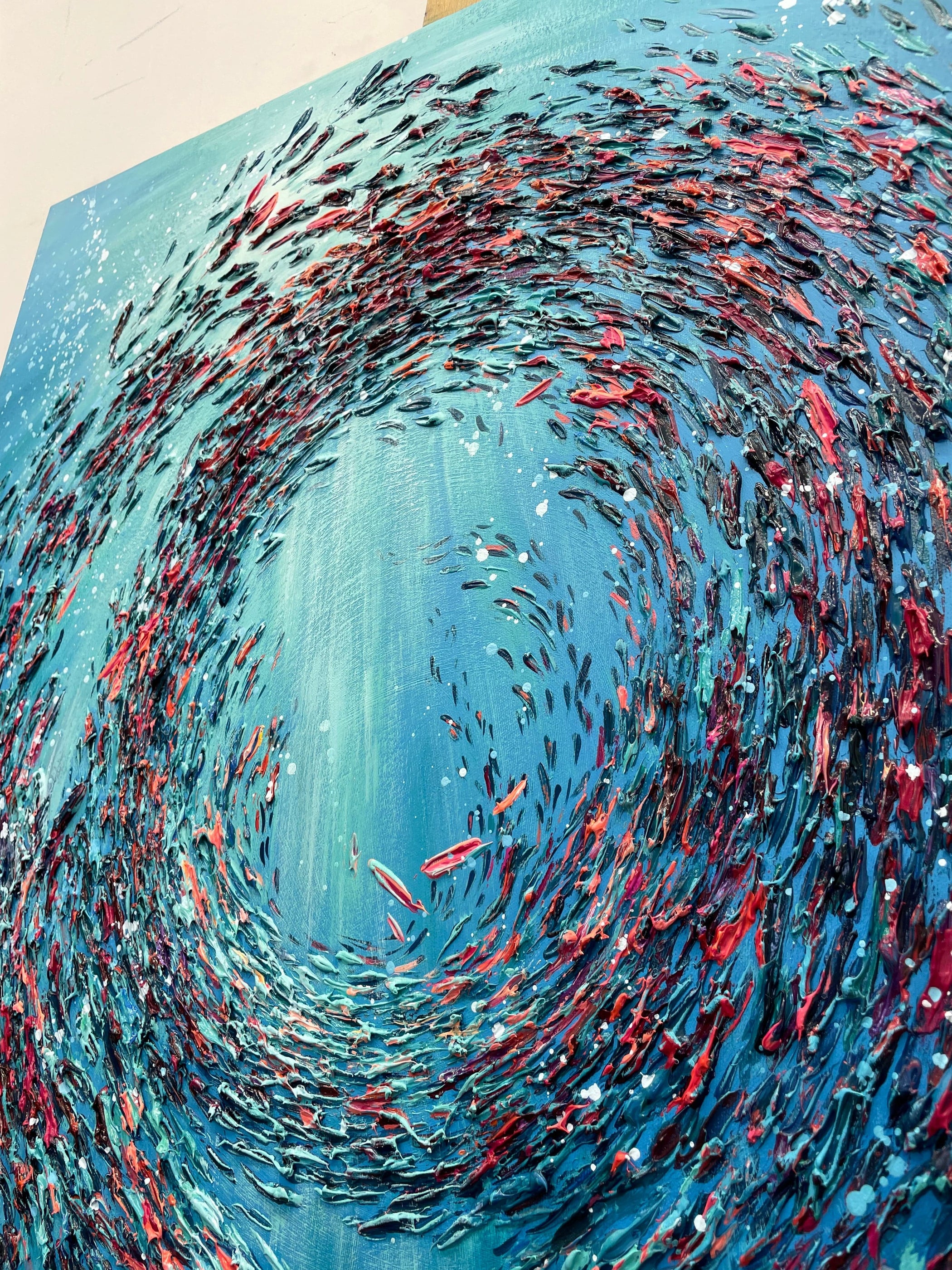 Abstract Fish Flock Paintings On Canvas Colorful Water Animals Wall Art ...